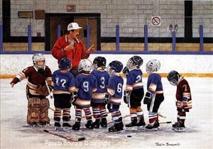 Patricia Bourque Open Edition Canvas: "Hockey Talk" - Patricia Bourque