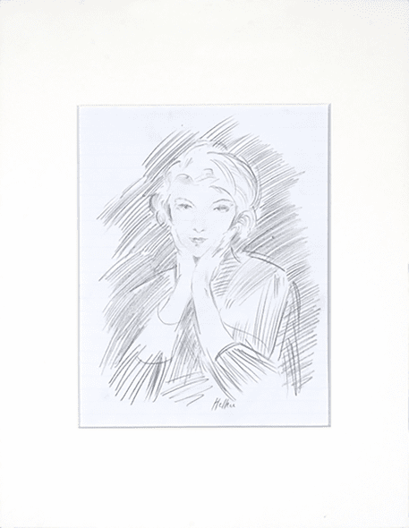Paul Helleu Rare Vintage Artist Signed Drawing: "Portrait (After ...