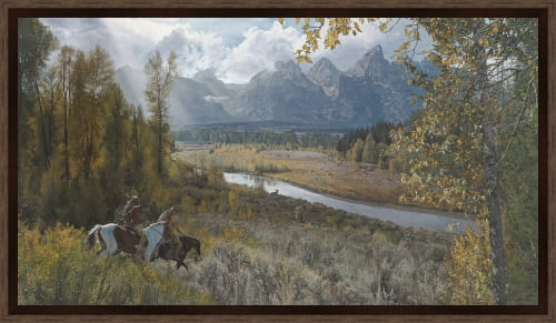 PHILLIP PHILBECK 40.5X59.5 STACKED FRAMED CANVAS:"INTO THE VALLEY ...