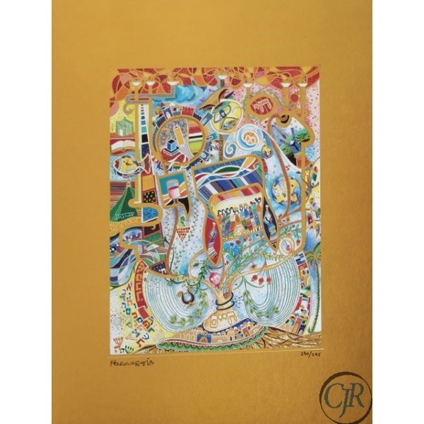 Rafael Abecassis Serigraph on paper with Gold Matting:"Circle of Life ...