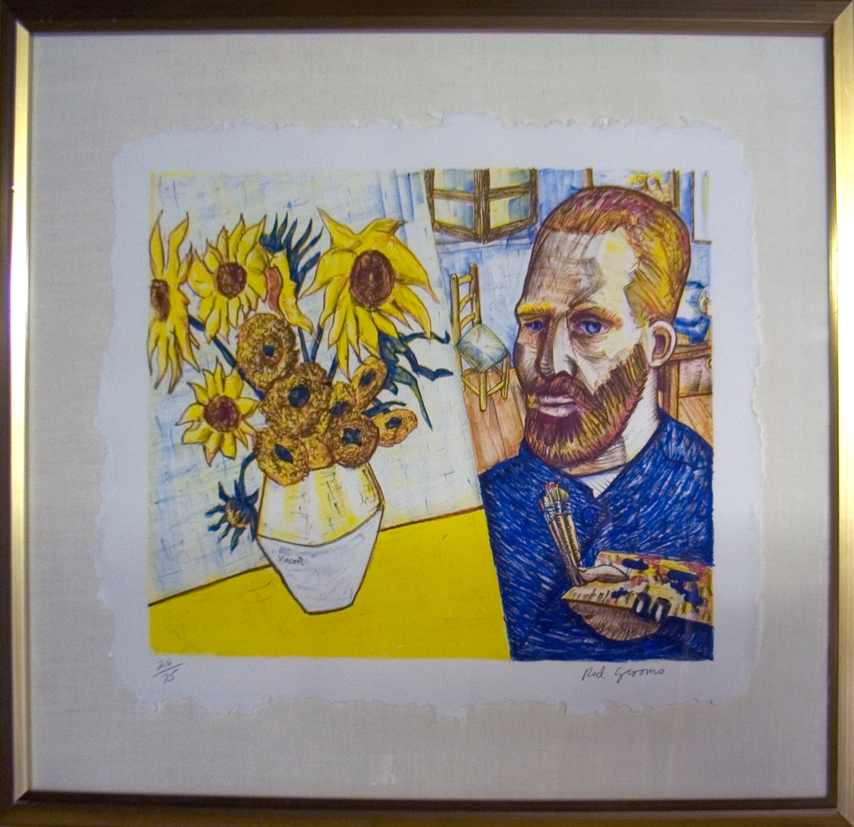Red Grooms Rare Vintage Artist Signed Lithograph: "van Gogh with ...