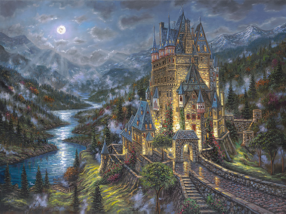 Robert Finale Original Art with Free Framing:"Moon Over Eltz Castle ...