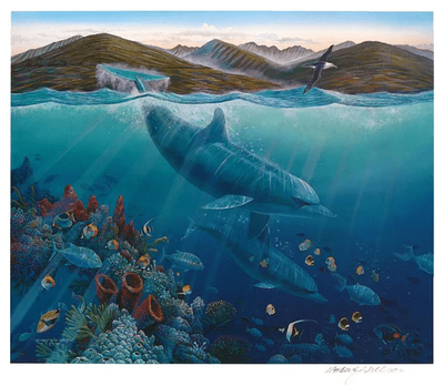 Robert Lyn Nelson Limited Edition Mixed Media on Paper: "Lahaina Sea Flight" - Robert Lyn Nelson