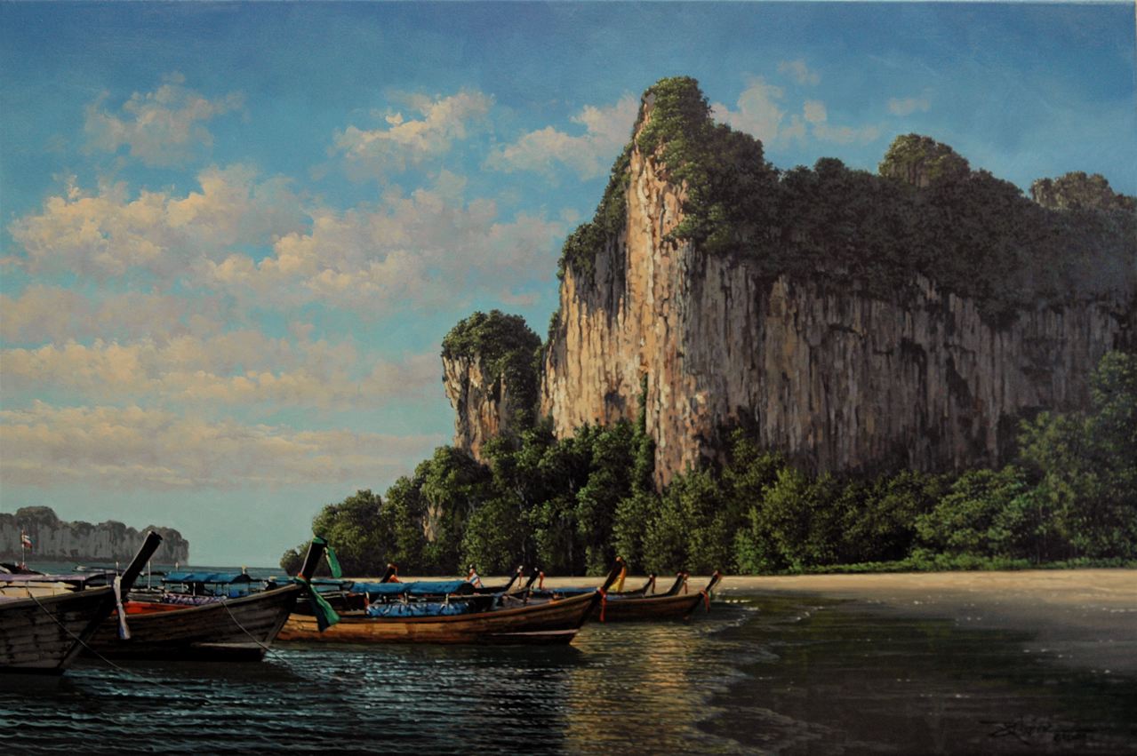 Rodel Gonzalez Limited Edition Giclee on canvas:"Anchored in the Bay ...