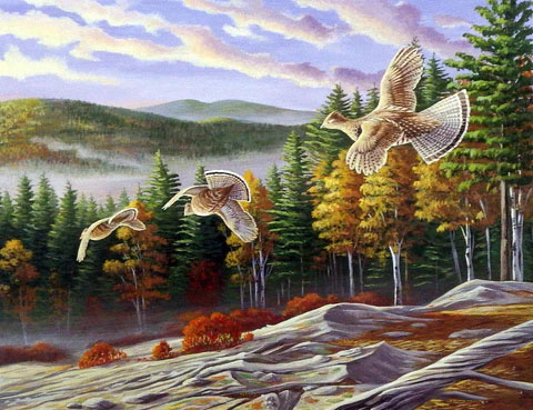 Ron Nelson Print-Signed and Numbered:"North Country Grouse" - Ron Nelson