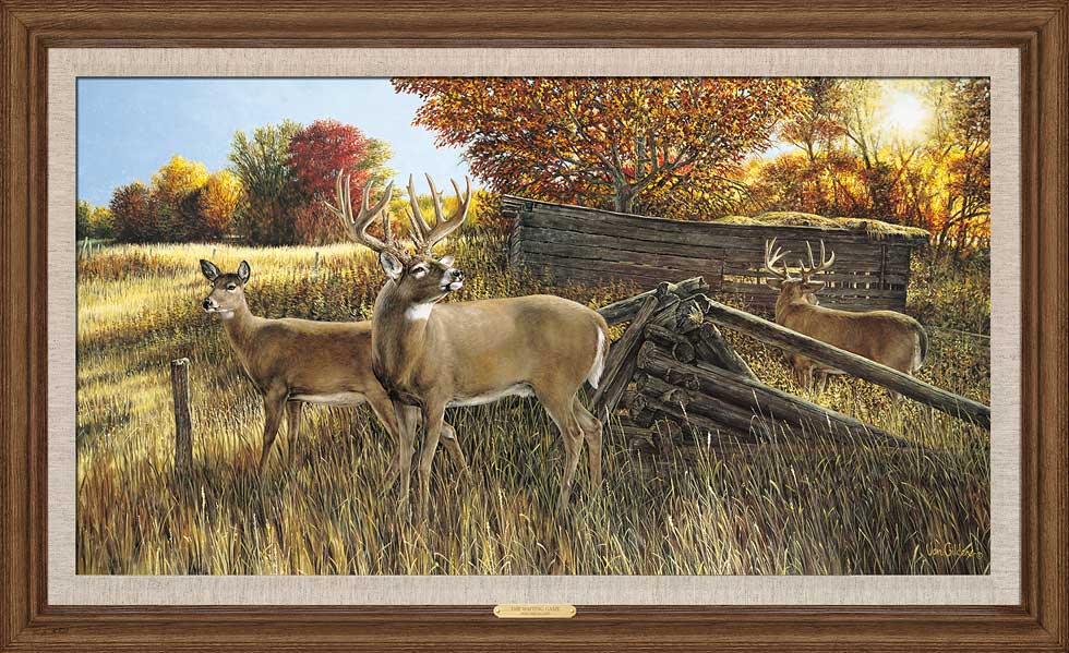 Ron Van Gilder Framed Limited Edition Canvas: "The Waiting Game-Deer ...