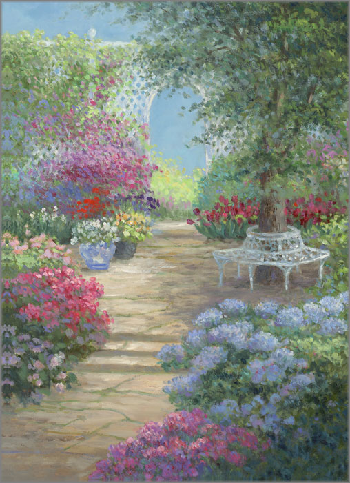 Rowenna Anderson Artist Personally Signed Canvas Giclee:"Summer Patio ...