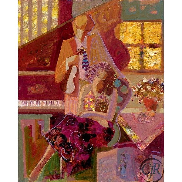 Sabzi Hand Embellished Giclee on Canvas:"Just Two of Us" - Sabzi