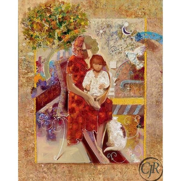 Sabzi Hand Embellished Giclee on Canvas:"Memories" - Sabzi