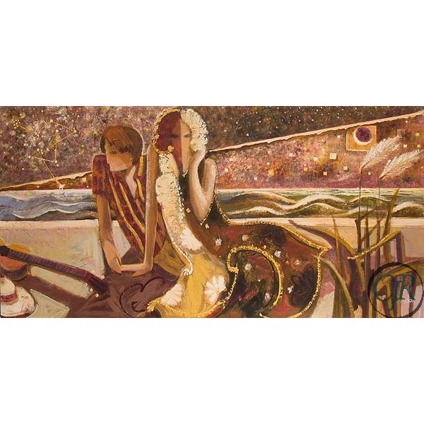 Sabzi Hand Embellished Giclee on Canvas:"Shooting Star" - Sabzi