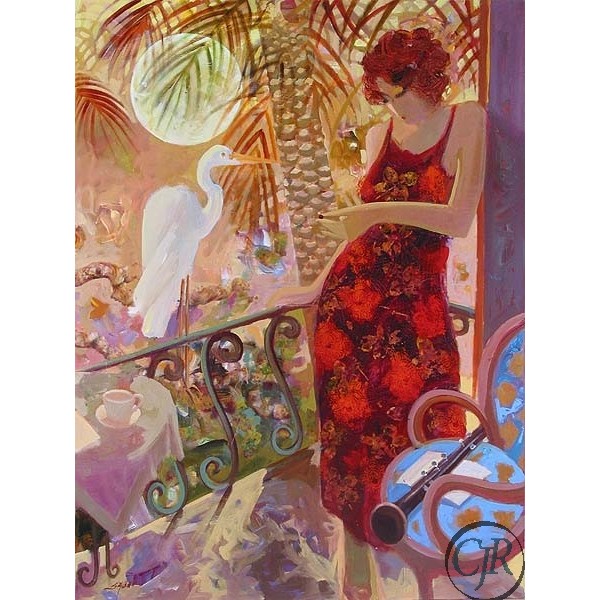 Sabzi Hand Embellished Giclee on Canvas:"Temptation" - Sabzi