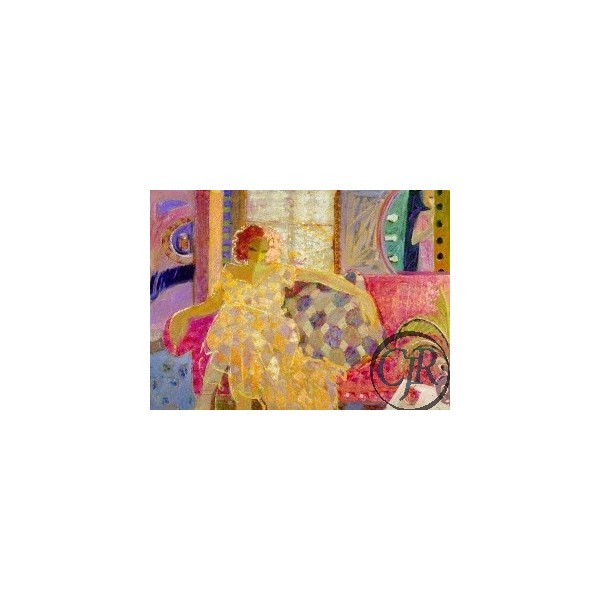 Sabzi Hand Embellished Giclee on Paper:"Comfortable Moment" - Sabzi