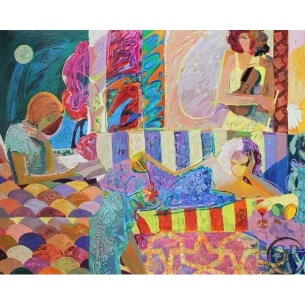 Sabzi Serigraph on Paper:"Summer Evening" - Sabzi