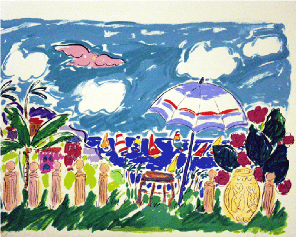 Sally Huss Artist Signed Limited Edition Serigraph on paper:"Umbrella ...