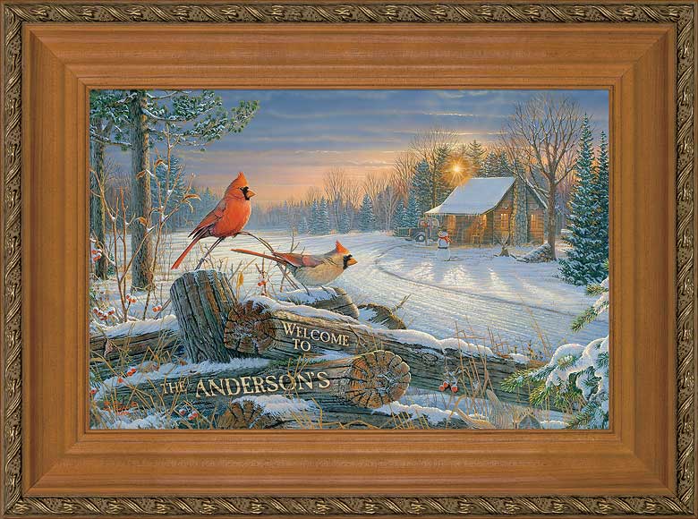 Sam Timm Framed Personalized Canvas Edition:"Cardinal Pair" - Sam Timm