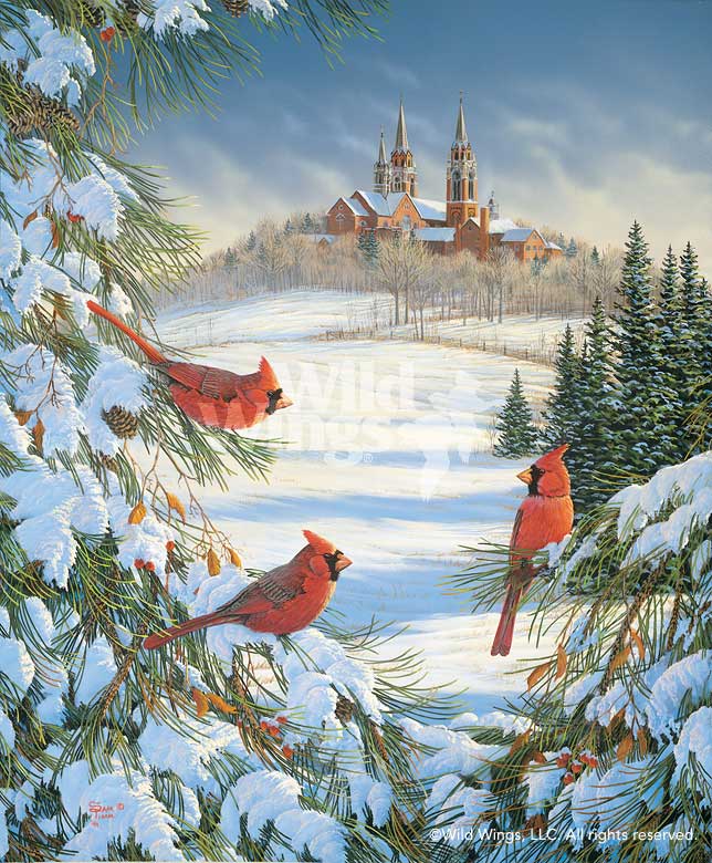 Sam Timm Limited Edition Premier Giclée Canvas:"Cardinals At Holy Hill ...