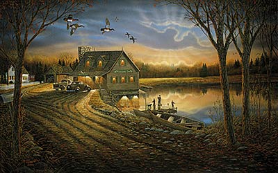 Sam Timm Limited Edition Print:"Angler's Inn-Wood Ducks" - Sam Timm