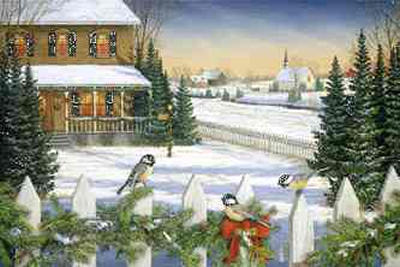 Sam Timm Limited Edition Print: "Yuletide Chicadees" - Sam Timm