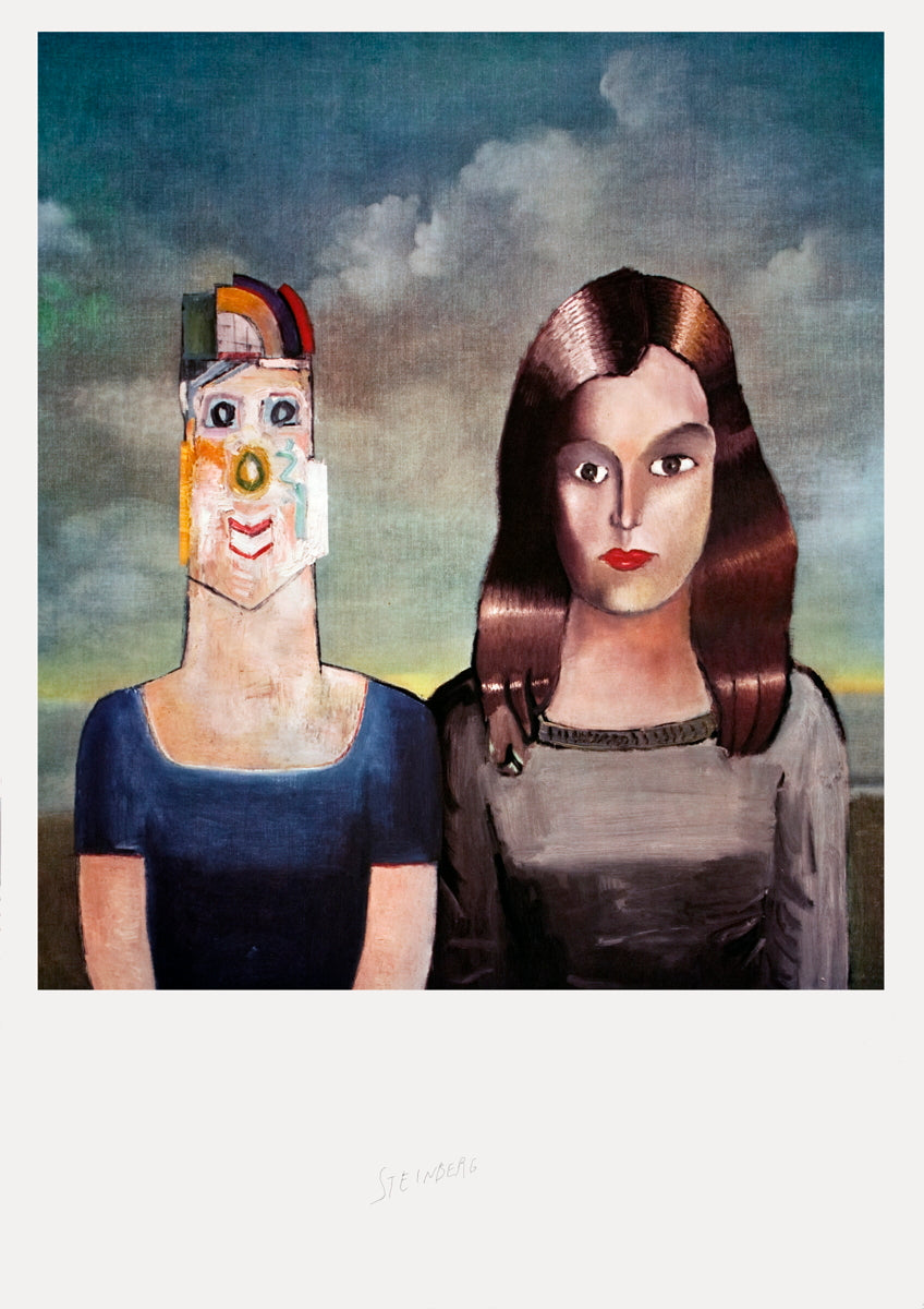 Saul Steinberg Rare Vintage Artist Signed Offset Lithograph: "Couple ...
