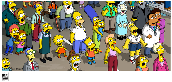 Simpsons Movie Limited Edition Giclee on Paper:"Crowd Aghast" - Simpsons