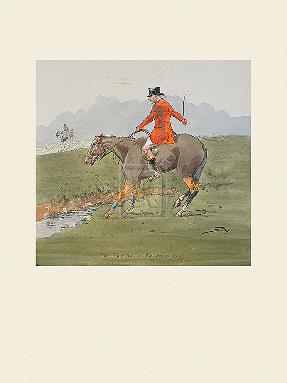 Snaffles Hand Numbered Limited Edition Print on Paper :"The Right Man on The Wrong 'Oss" - Snaffles