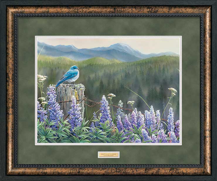 Susan Bourdet Framed Open Edition Print: "High Valley Summer-Bluebird ...