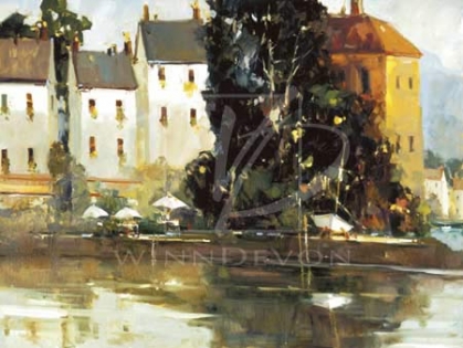 Ted Goerschner Limited Edition Hand-Embellished Giclee on Canvas:"Café ...