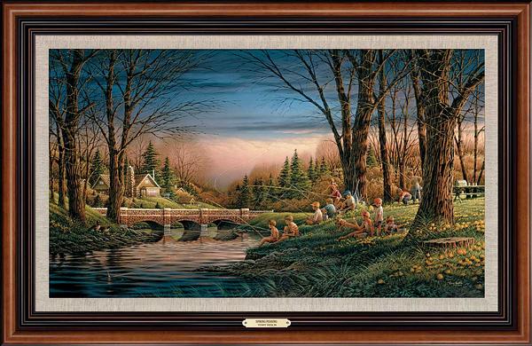 Terry Redlin Framed Master Canvas: "Spring Fishing" - Terry Redlin