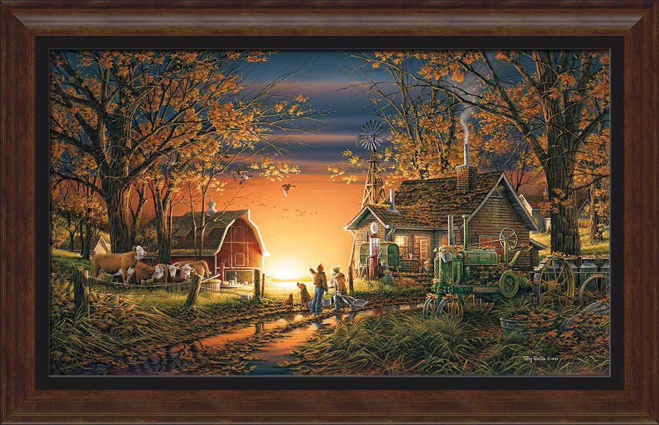 Terry Redlin Framed Museum Canvas: "Morning Surprise" - Terry Redlin