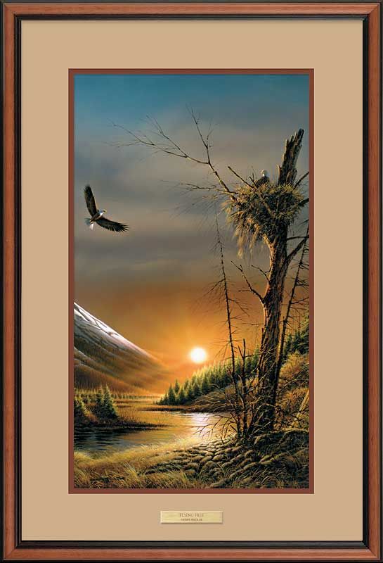 Terry Redlin Walnut Framed Pinacle Edition Print:"Flying Free - Bald ...