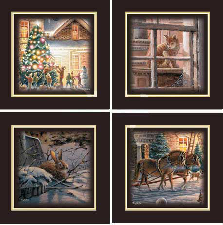 Terry Redlin Set of 4 Walnut Open Edition Framed Prints: "Trimming the ...
