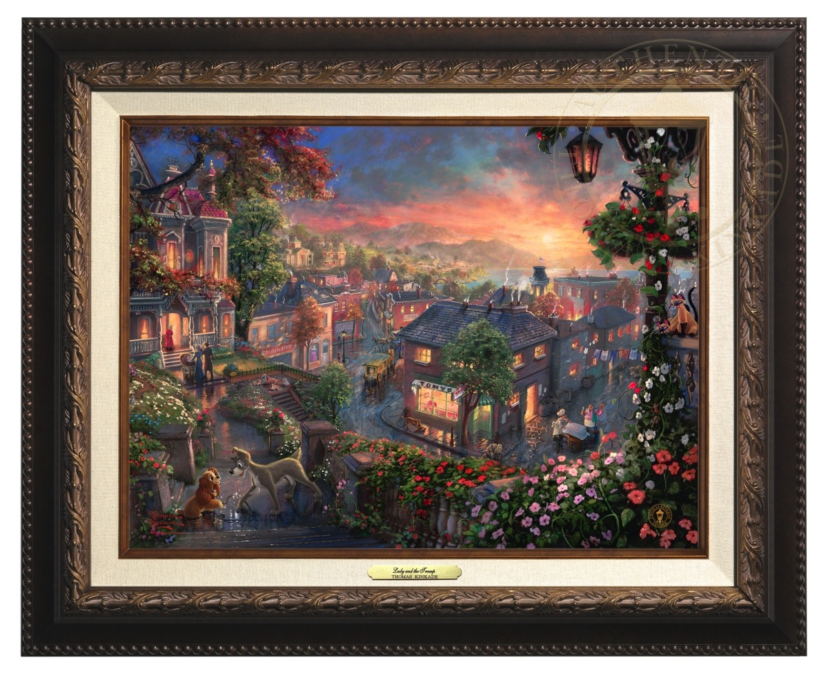 Thomas Kinkade 12" x 16" Framed Canvas Classics:"Disney Lady and the ...