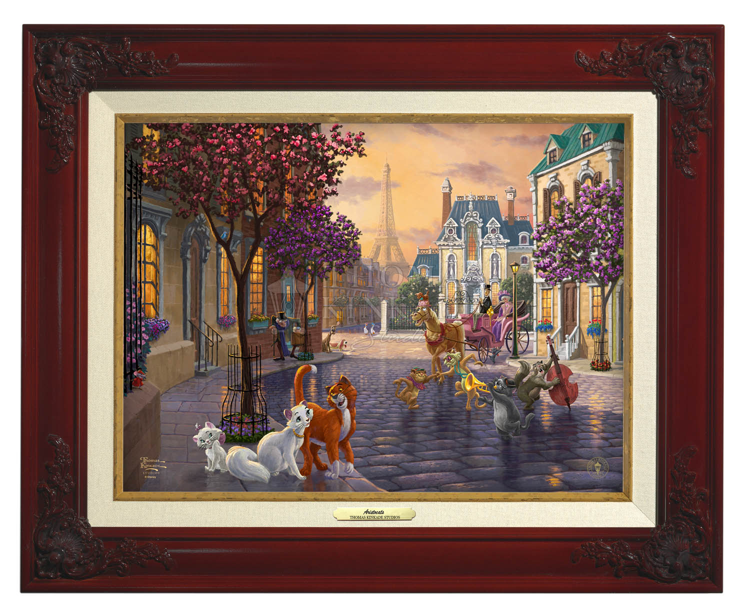 Thomas Kinkade 12" x 16" Framed Canvas Classics:"Disney The Aristocats ...