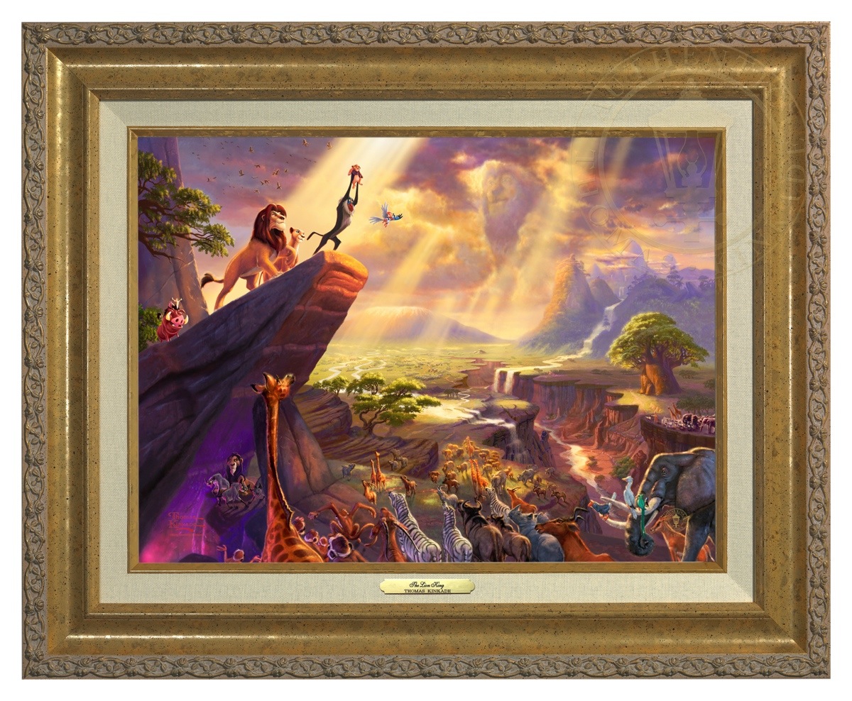 Thomas Kinkade 12" x 16" Framed Canvas Classics:"Disney The Lion King ...