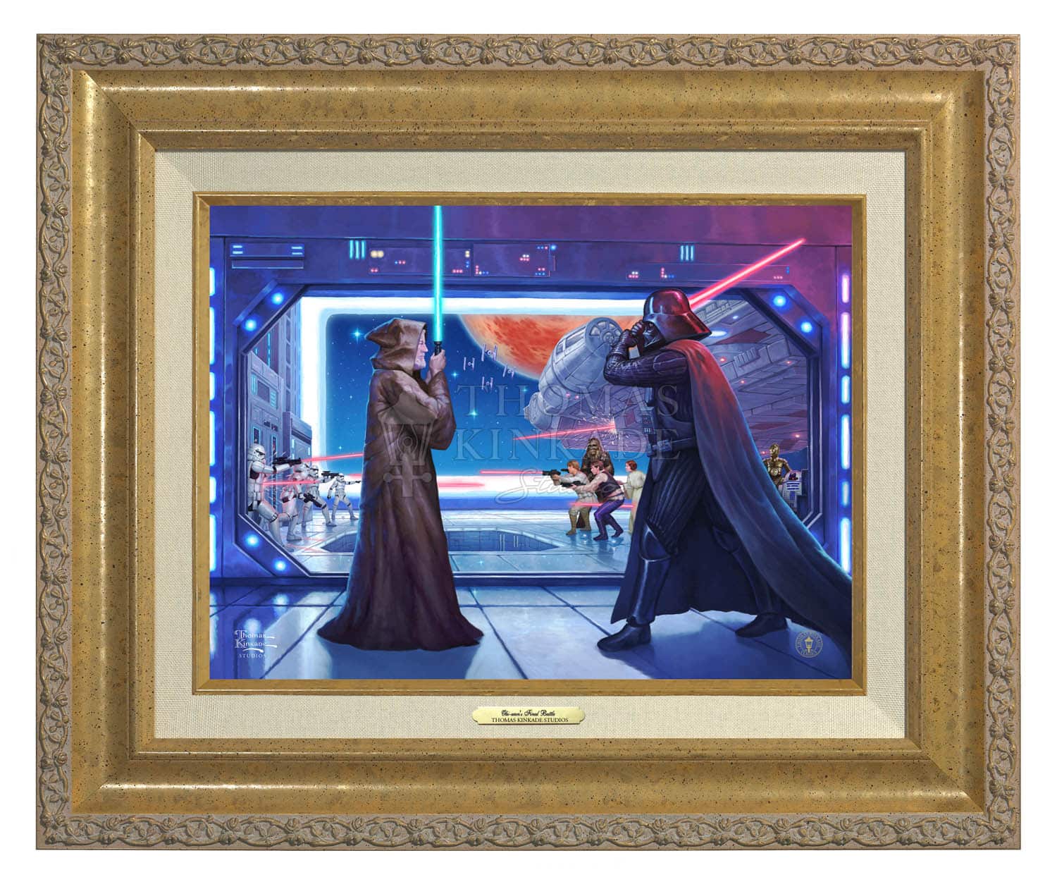 Thomas Kinkade 12" x 16" Framed Canvas Classics:"Obi-Wan's Final Battle ...
