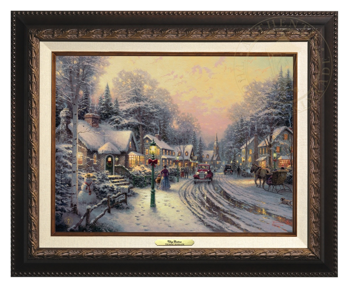 Thomas Kinkade 12" x 16" Framed Canvas Classics:"Village Christmas ...