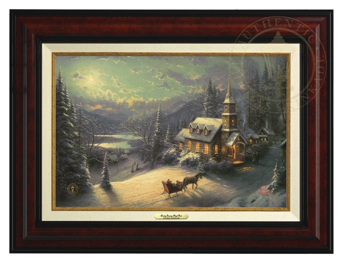 Thomas Kinkade 12" x 18" Framed Canvas Classics:"Sunday Evening Sleigh ...
