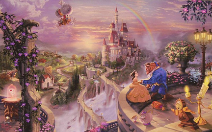 THOMAS KINKADE 18X27 Secondary Market Art: "BEAUTY & BEAST PPCNV ...