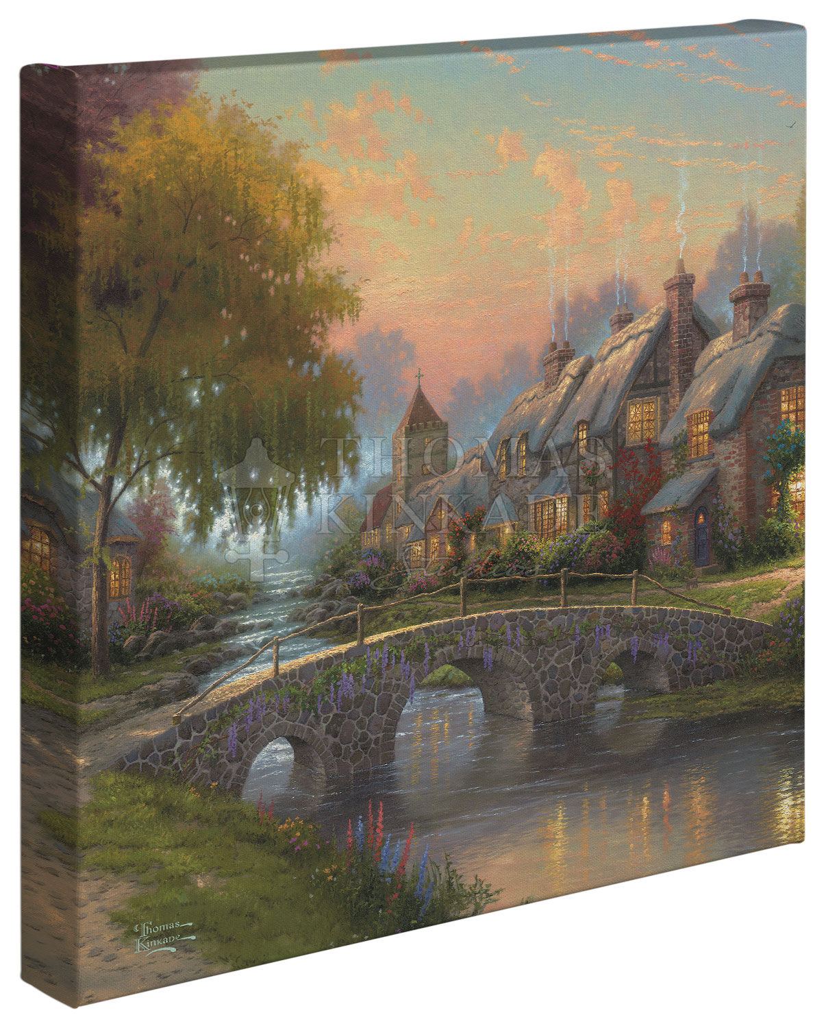 Thomas Kinkade Studios: "Cobblestone Bridge - 14' x 14' Gallery Wrapped ...