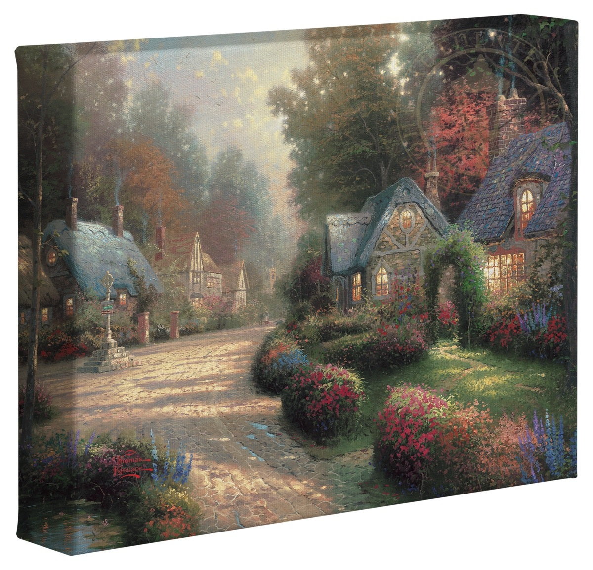 Thomas Kinkade Studios: "Cobblestone Lane - 8' x 10' Gallery Wrapped ...