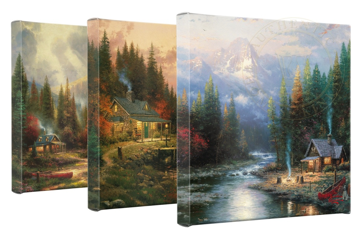 Thomas Kinkade Studios: "End Of A Perfect Day - Set of 3 Wrapped Canvases - 14' x 14' Gallery ...