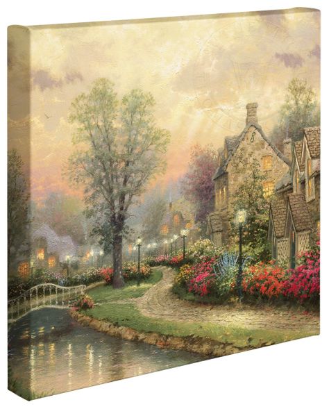 Thomas Kinkade Studios: "Lamplight Lane - 20' x 20' Gallery Wrapped ...