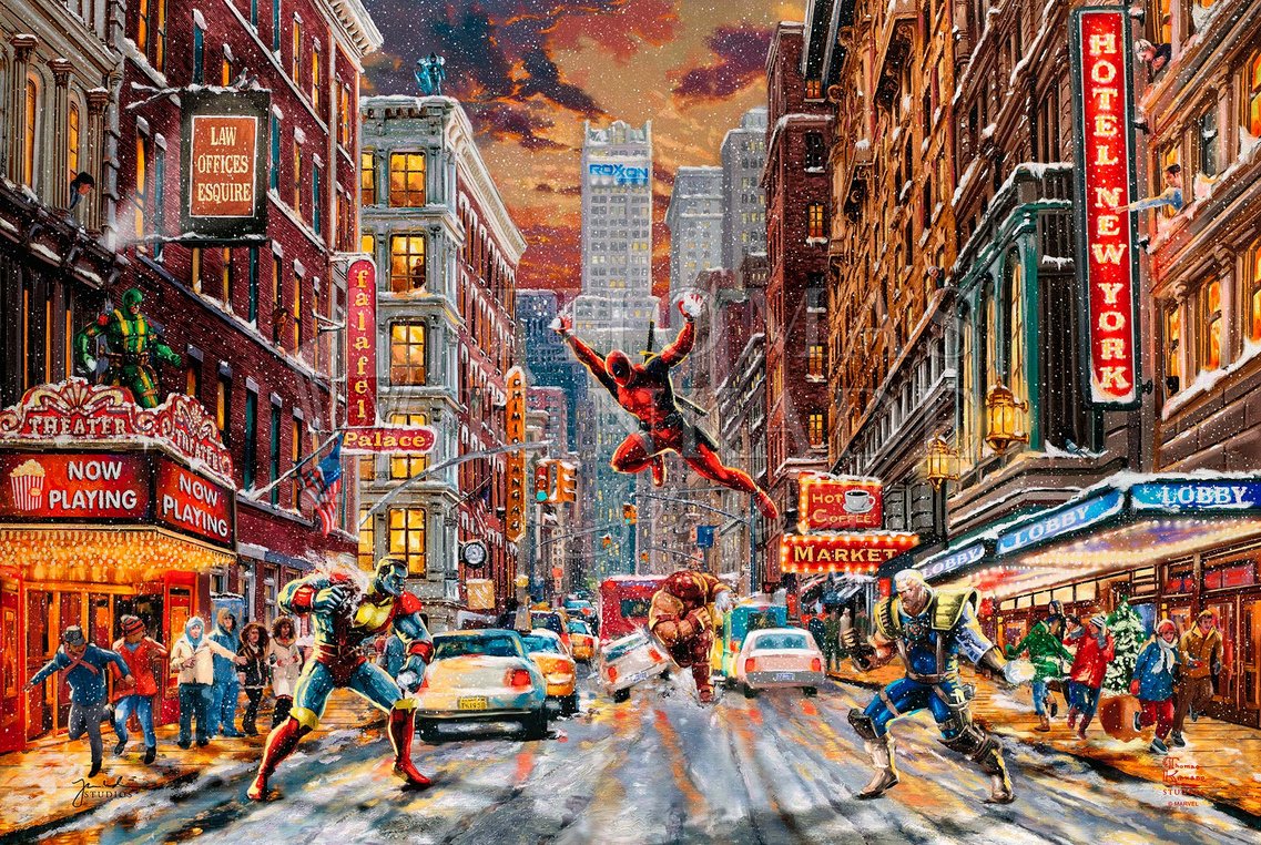 Thomas Kinkade Studios® Marvel Limited Edition Giclee:"Deadpool – Snow ...