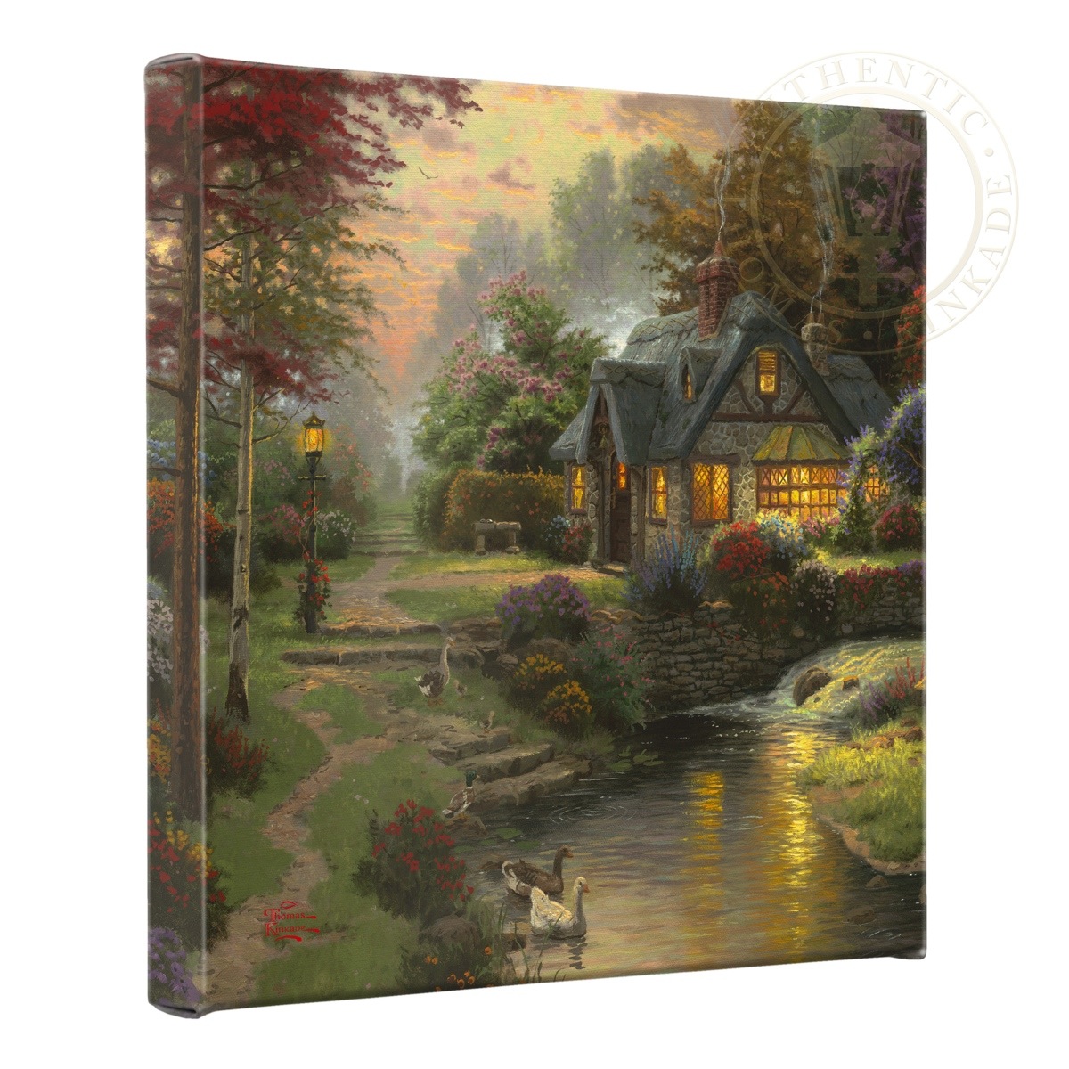 Thomas Kinkade Studios: "Stillwater Cottage - 14' x 14' Gallery Wrapped ...