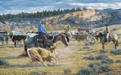 Tim Cox Artist Signed Limited Edition Print:"Cowboy Cut" - Tim Cox