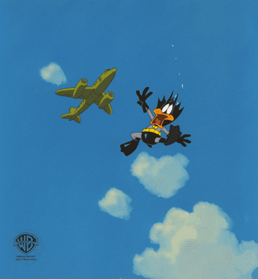 Tiny Toons Original Production Cel with Matching Drawing: "Batduck ...