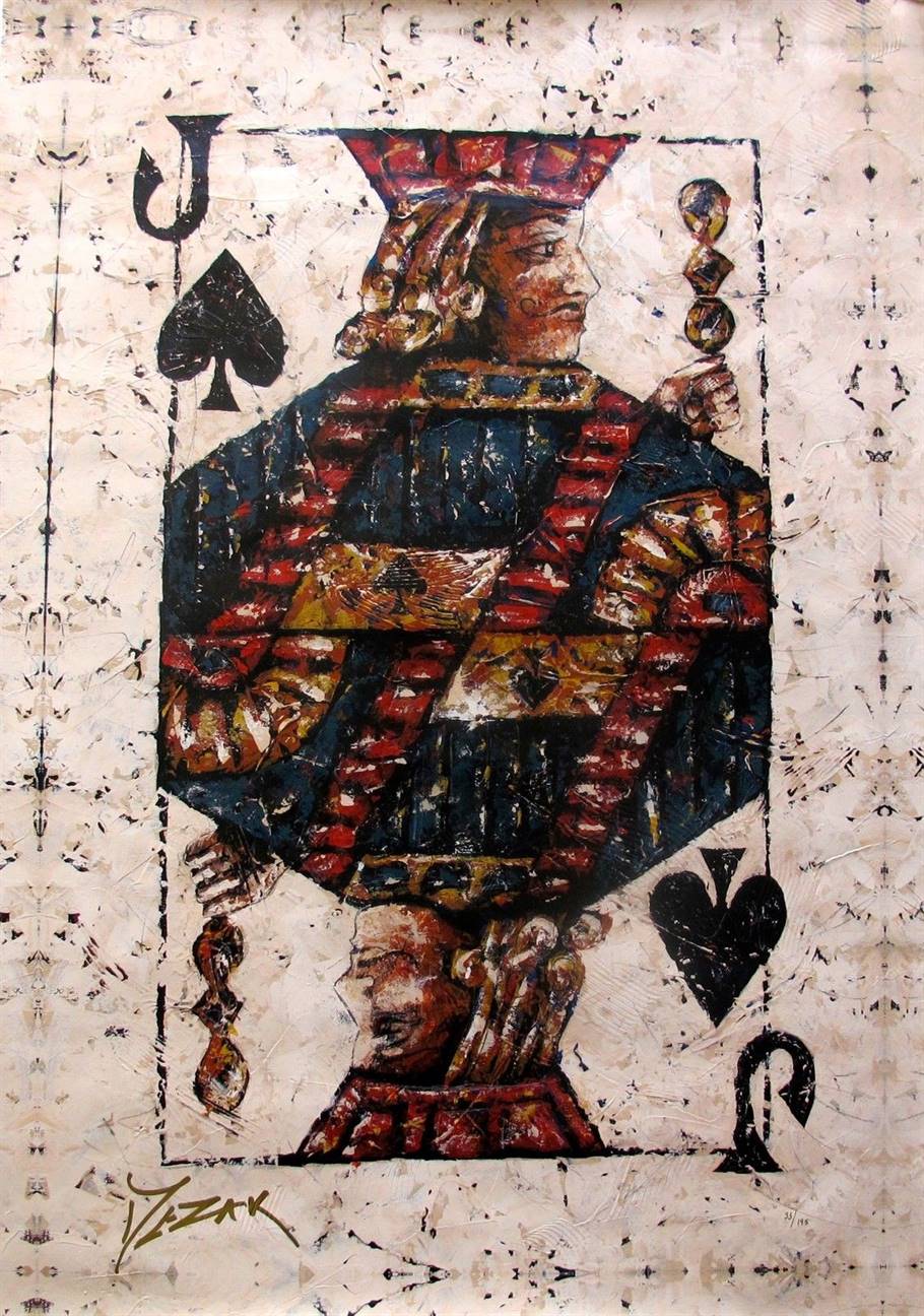 Trevor Mezak Hand Signed Giclee on Canvas:"Jack Of Spades" - Trevor Mezak