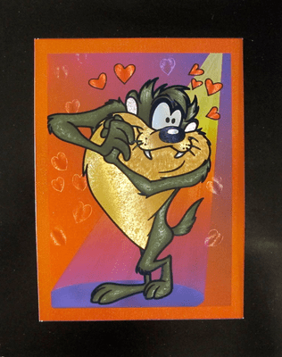 Warner Bros Metallic Foil Cartoon Art:"Taz In Love" - Warner Bros
