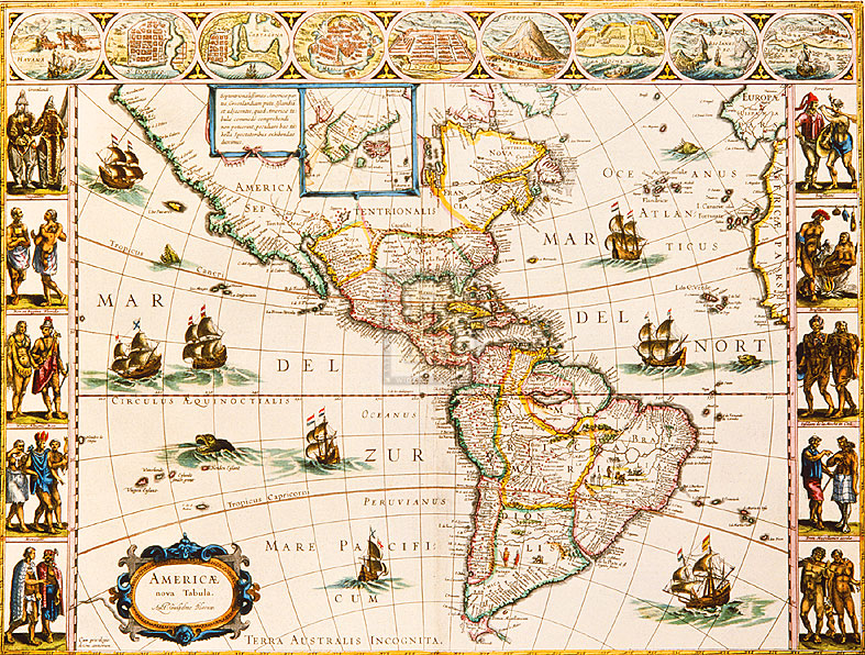 Willem Janszoon Blaeu Hand Numbered Limited Edition Print on Paper :"Americae Nova Tabula, 1617 ...