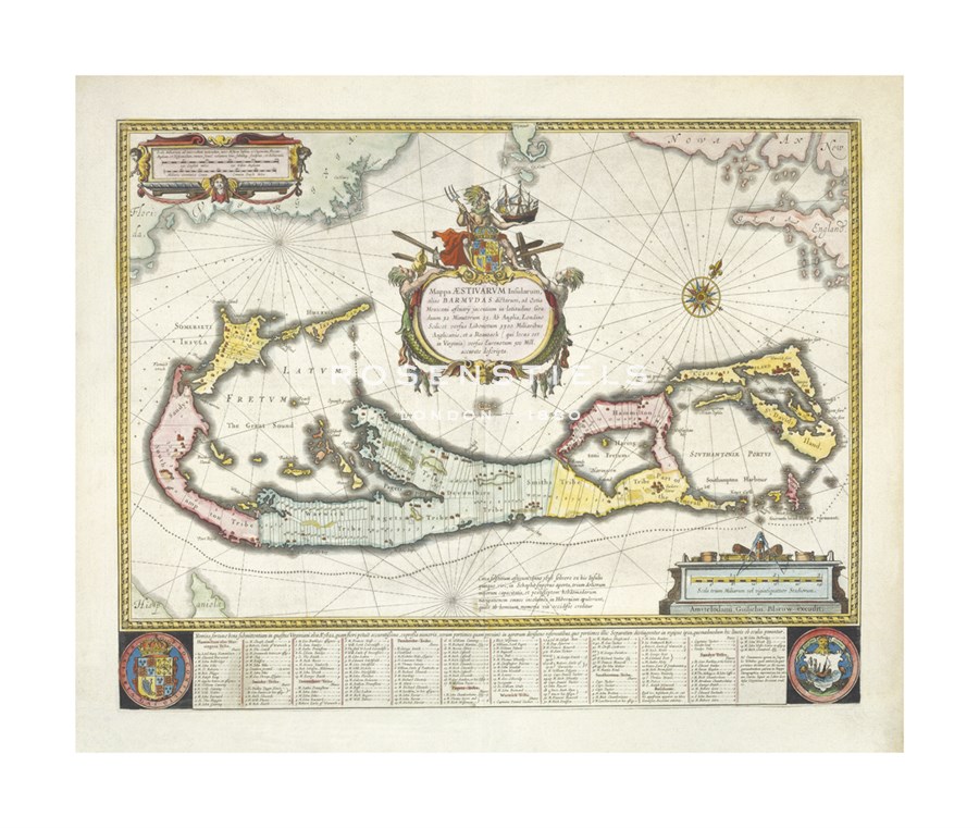 Willem Janszoon Blaeu Hand Numbered Limited Edition Print on Paper :"Bermuda, 1630" - Willem ...